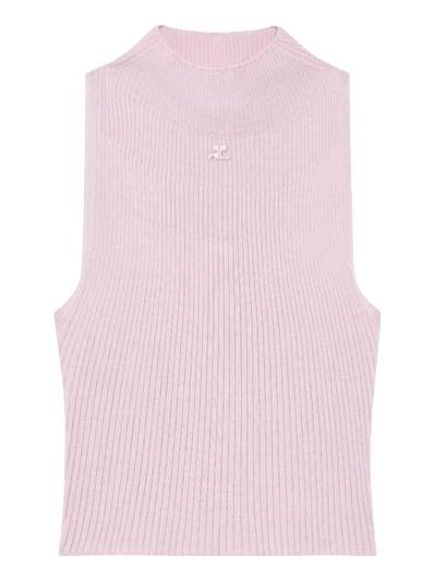 COURREGES Courreges Mock Neck Cropped Ribbed Tank Top